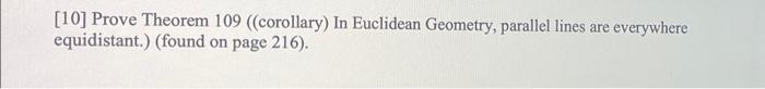 Solved [10] Prove Theorem 109 ((corollary) In Euclidean | Chegg.com