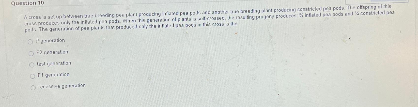 Solved A cross is set up between true breeding pea plant | Chegg.com