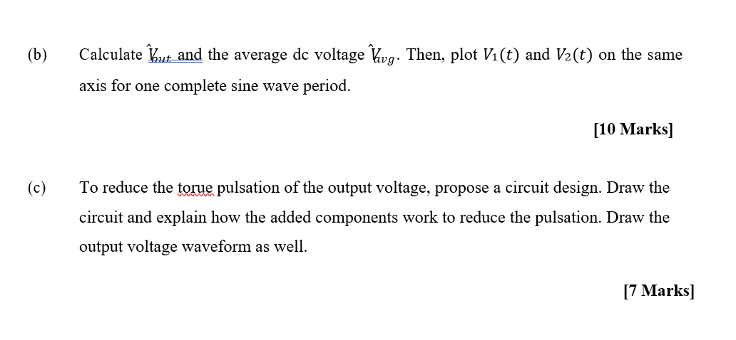 Solved (b) ﻿Calculate hat(V)ut ﻿and the average dc voltage | Chegg.com