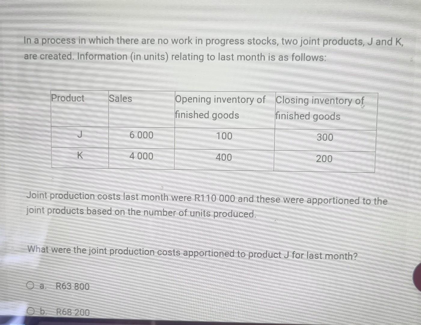Solved In a process in which there are no work in progress | Chegg.com