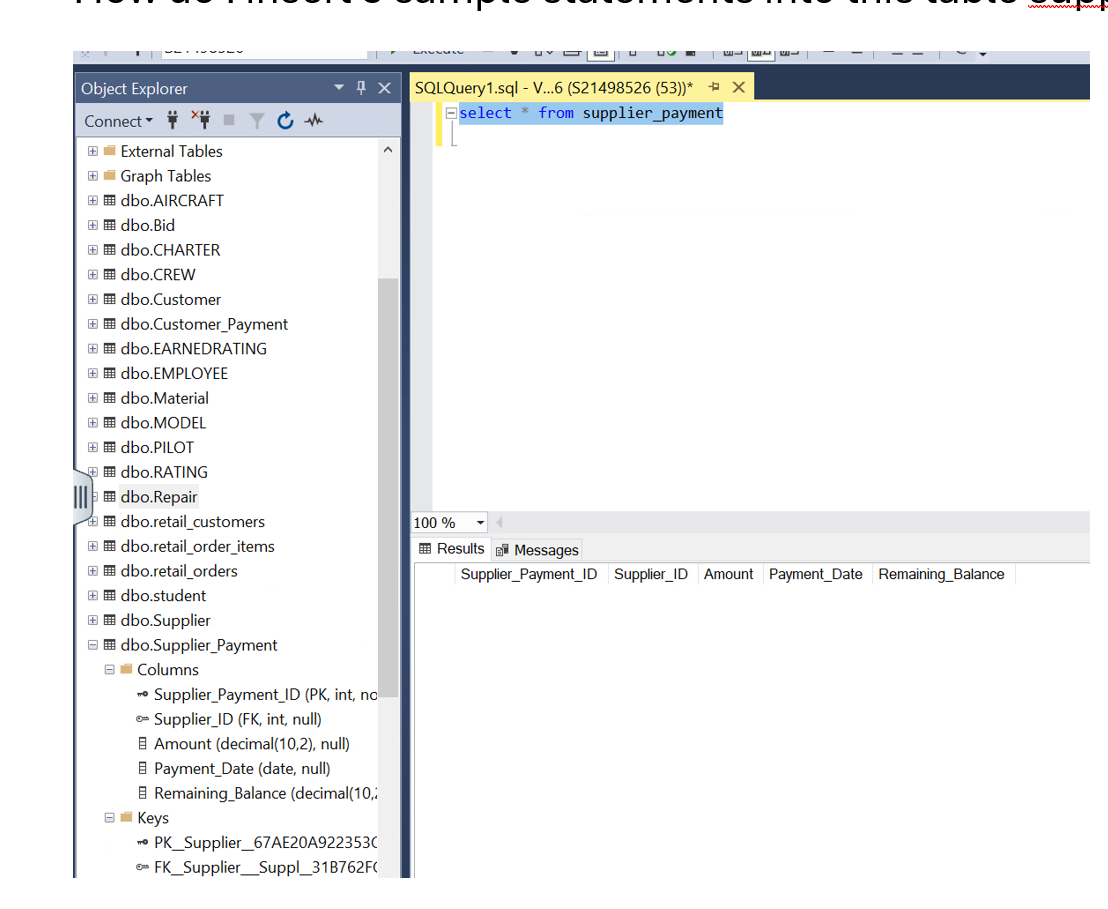 Solved how do I write sample INSERT STATEMENTS into this | Chegg.com