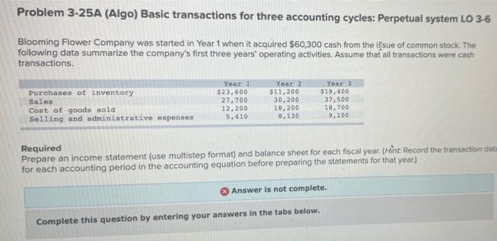 Solved Problem 3-25A (Algo) Basic transactions for three | Chegg.com
