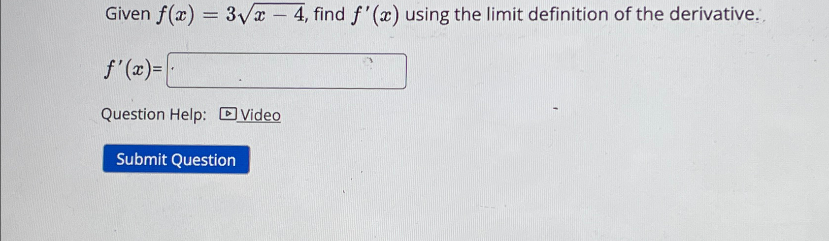Solved Given f(x)=3x-42, ﻿find f'(x) ﻿using the limit | Chegg.com
