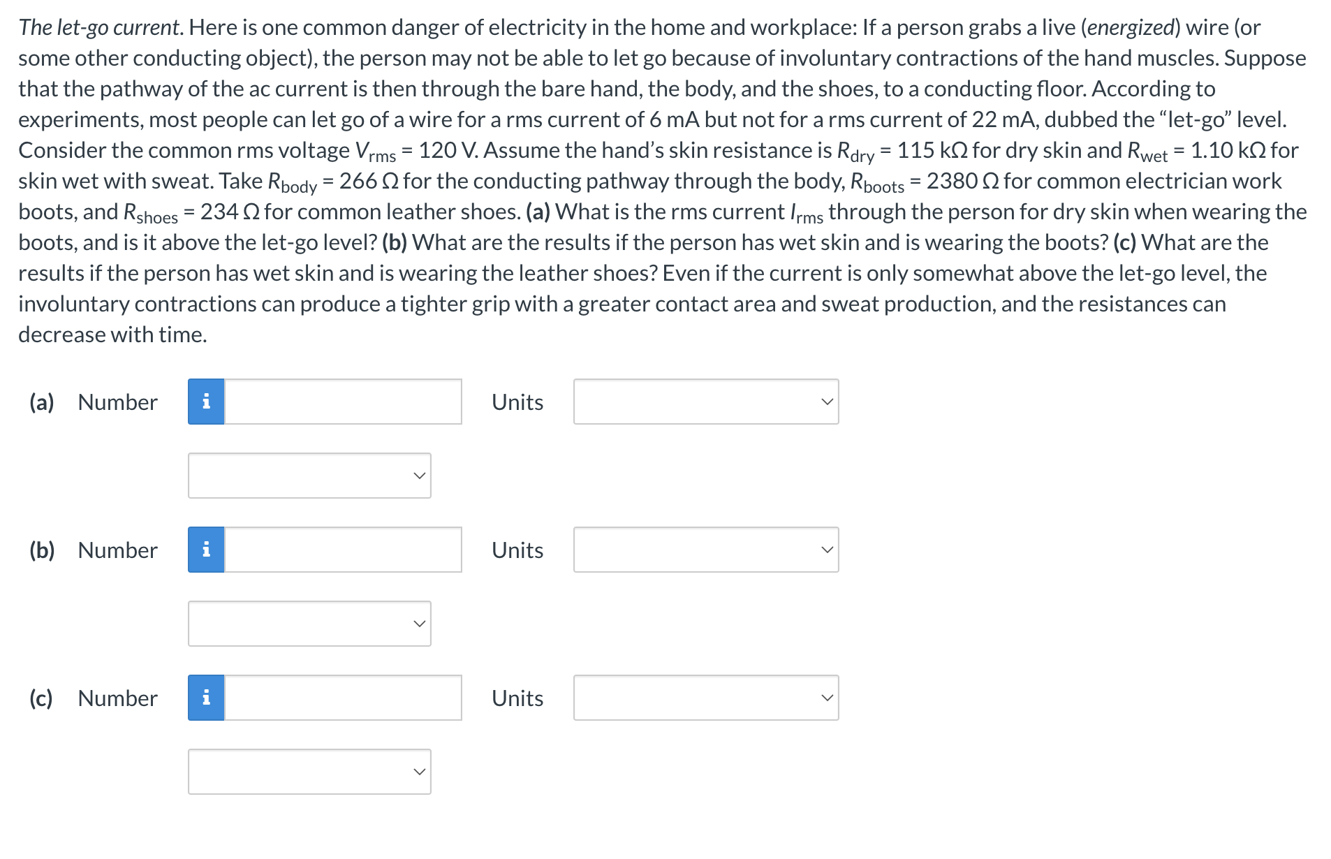Solved The let-go current. Here is one common danger of | Chegg.com