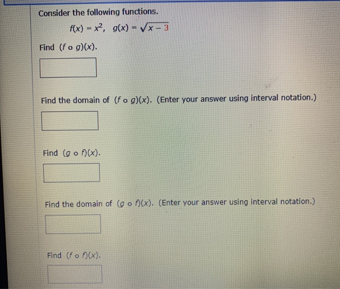 Solved Consider the following functions. f(x) = x2, g(x) – | Chegg.com
