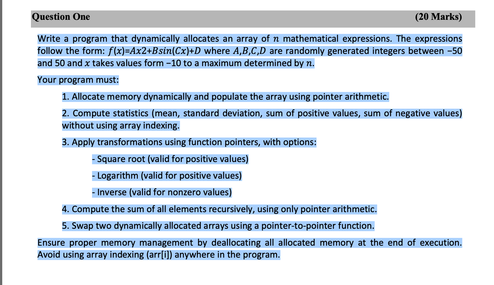 Solved Write A Program That Dynamically Allocates An Array