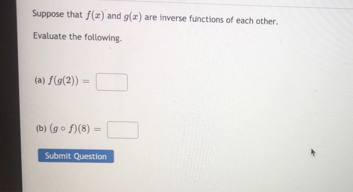 Solved Suppose that f(x) and g(x) are inverse functions of | Chegg.com
