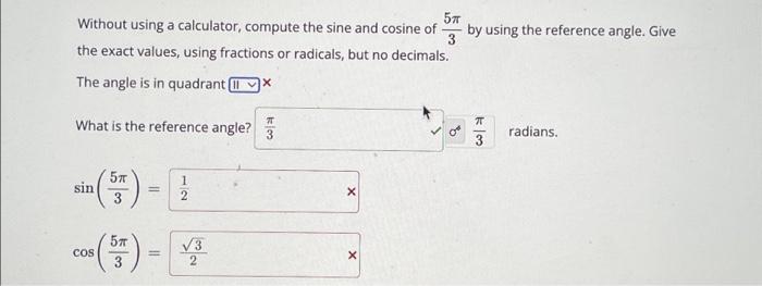 Solved 57T Without using a calculator, compute the sine and | Chegg.com