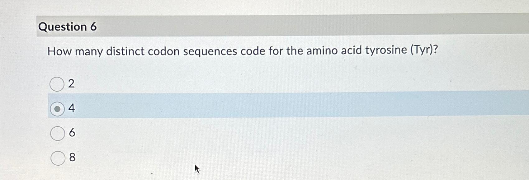 Solved Question 6how Many Distinct Codon Sequences Code For 5994