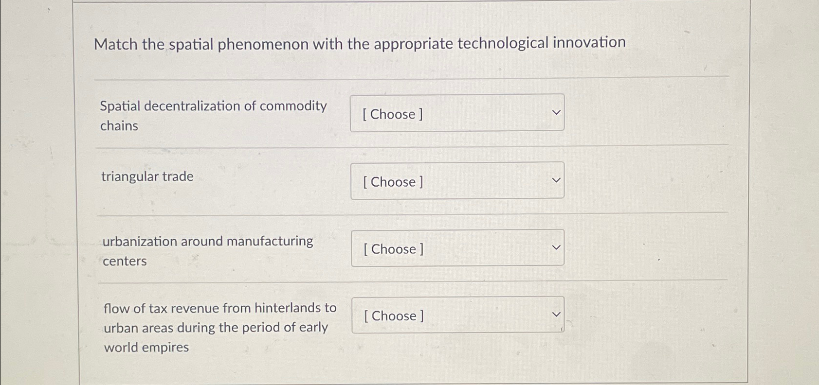 Solved Match the spatial phenomenon with the appropriate | Chegg.com