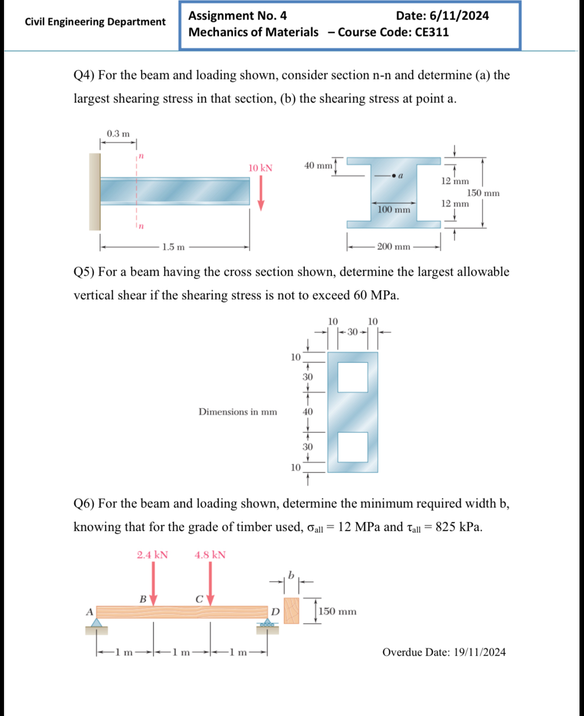 Solved Civil Engineering DepartmentAssignment No. 4Date: | Chegg.com