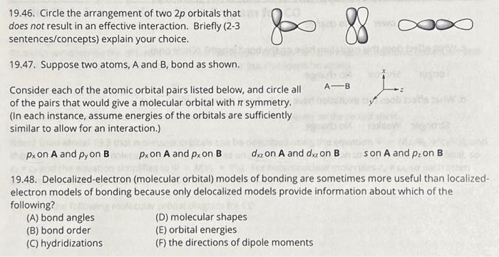 Solved 19.46. Circle the arrangement of two 2p orbitals that | Chegg.com