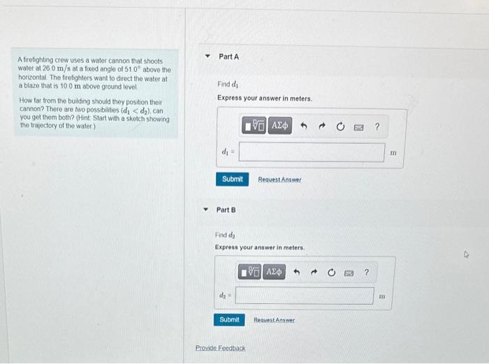 Solved A firefighting crew uses a water cannon that shoots | Chegg.com