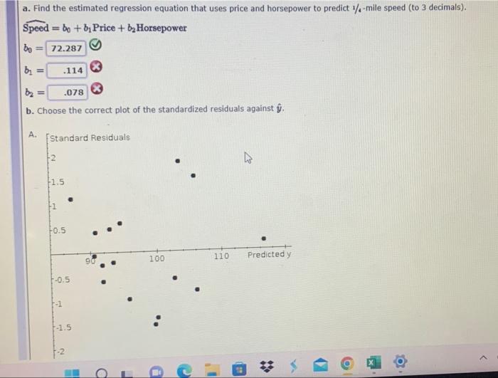 Solved The following table reports the price, horsepower, | Chegg.com