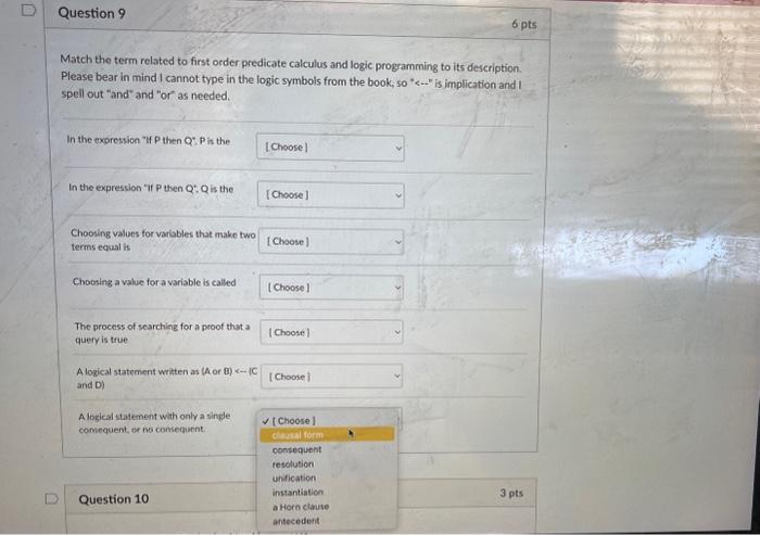 Solved Match the term related to first order predicate | Chegg.com