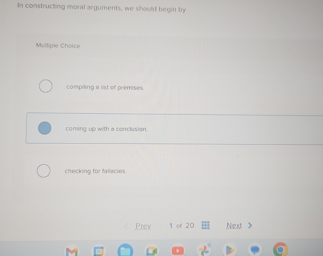 Solved In constructing moral arguments, we should begin | Chegg.com