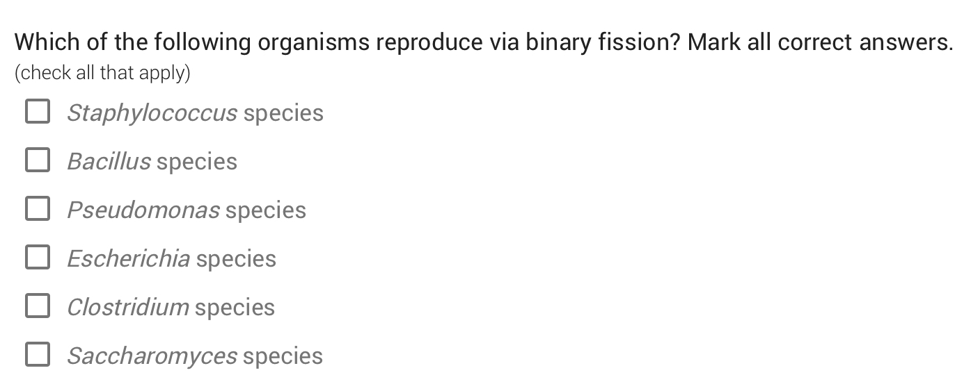 Solved Which of the following organisms reproduce via binary | Chegg.com
