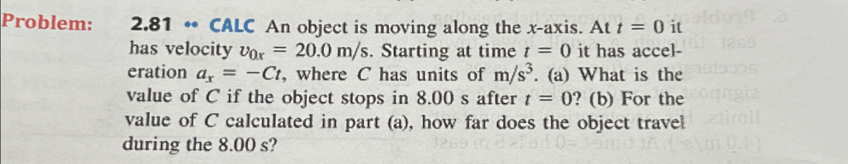 Solved Problem: ,2.81cdots CALC An object is moving along | Chegg.com