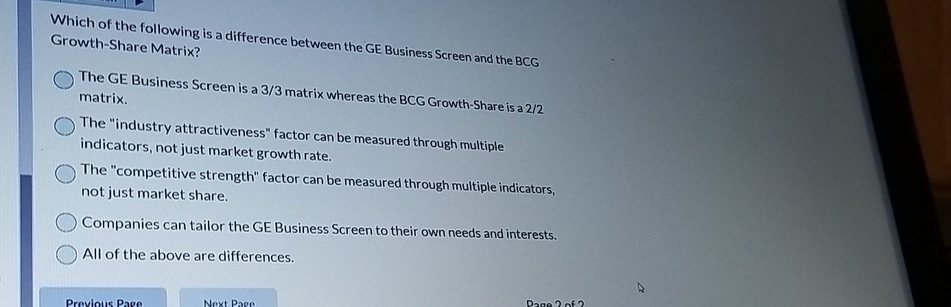 Solved Which of the following is a difference between the GE | Chegg.com