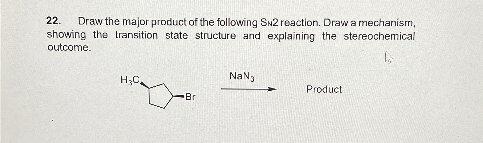 Solved Draw the major product of the following SN2 | Chegg.com