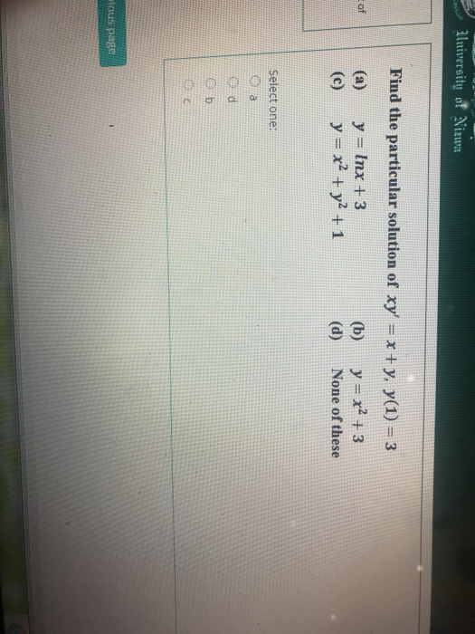 Solved University of Nizure of Find the particular solution | Chegg.com
