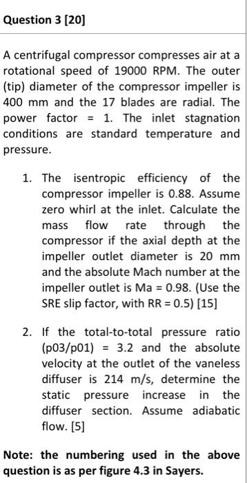 Solved A centrifugal compressor compresses air at a | Chegg.com