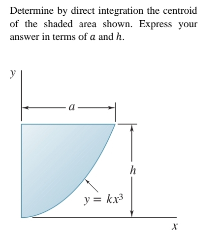 Determine by direct integration the centroid of the | Chegg.com