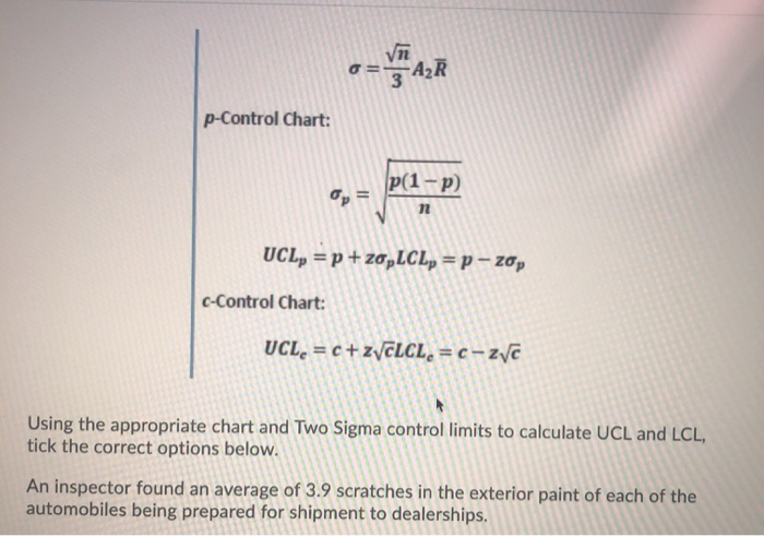 Solved Sample Mean Control Chart: UCL = ă+z0zLCL = - zoz OR | Chegg.com