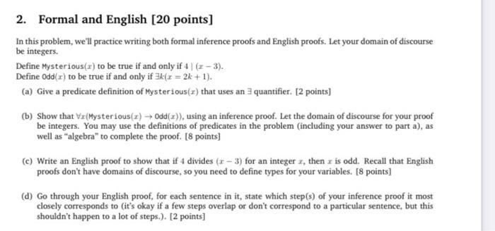 Solved 2. Formal and English [20 points) In this problem, | Chegg.com