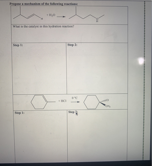 Solved Propose a mechanism of the following reactions: + H2O | Chegg.com
