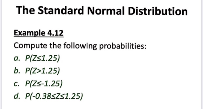 Solved The Standard Normal Distribution Example 4.12 Compute | Chegg.com