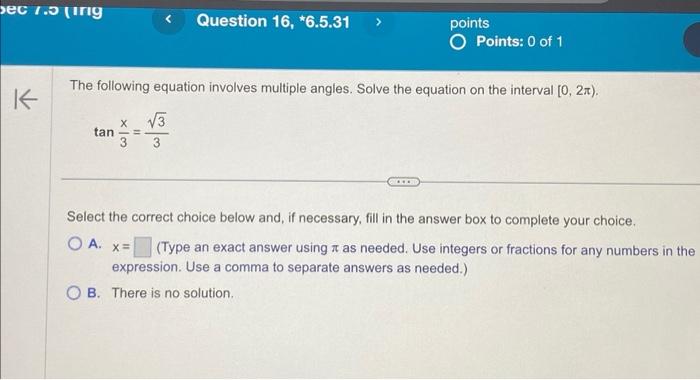 Solved The following equation involves multiple angles. | Chegg.com