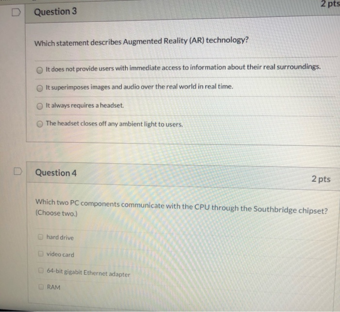 Solved 2 pts Question 1 Which disk drive type contains a | Chegg.com