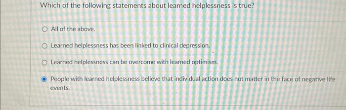 Solved Which of the following statements about learned | Chegg.com