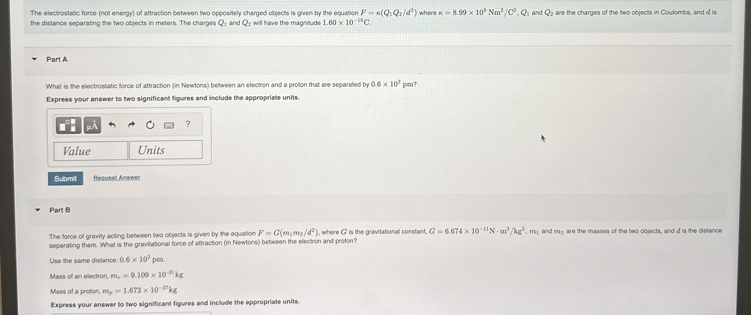Solved the distance separating the two objects in meters. | Chegg.com
