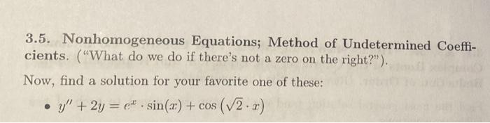 Solved 3.5. Nonhomogeneous Equations; Method of Undetermined | Chegg.com