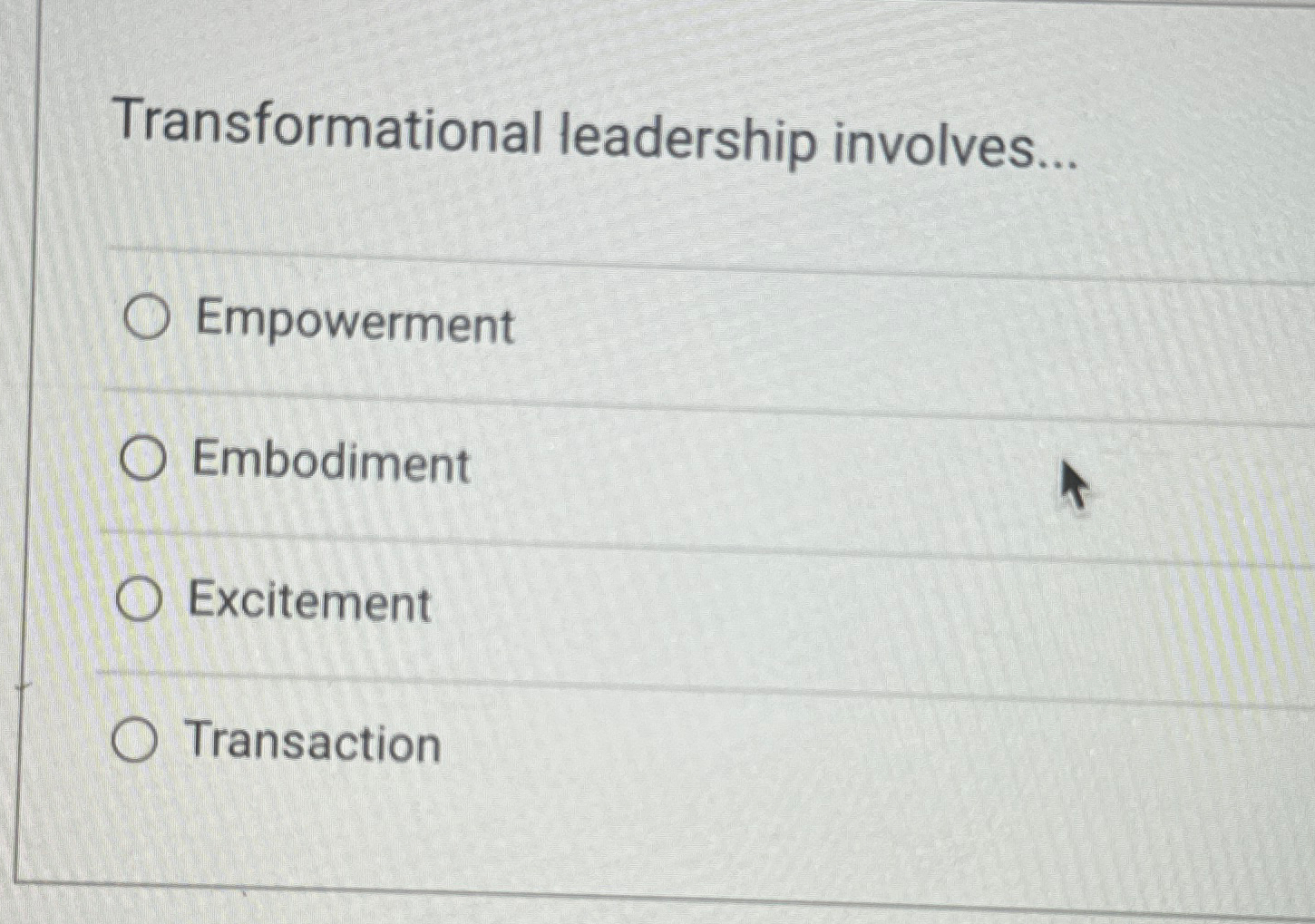 Solved Transformational leadership | Chegg.com