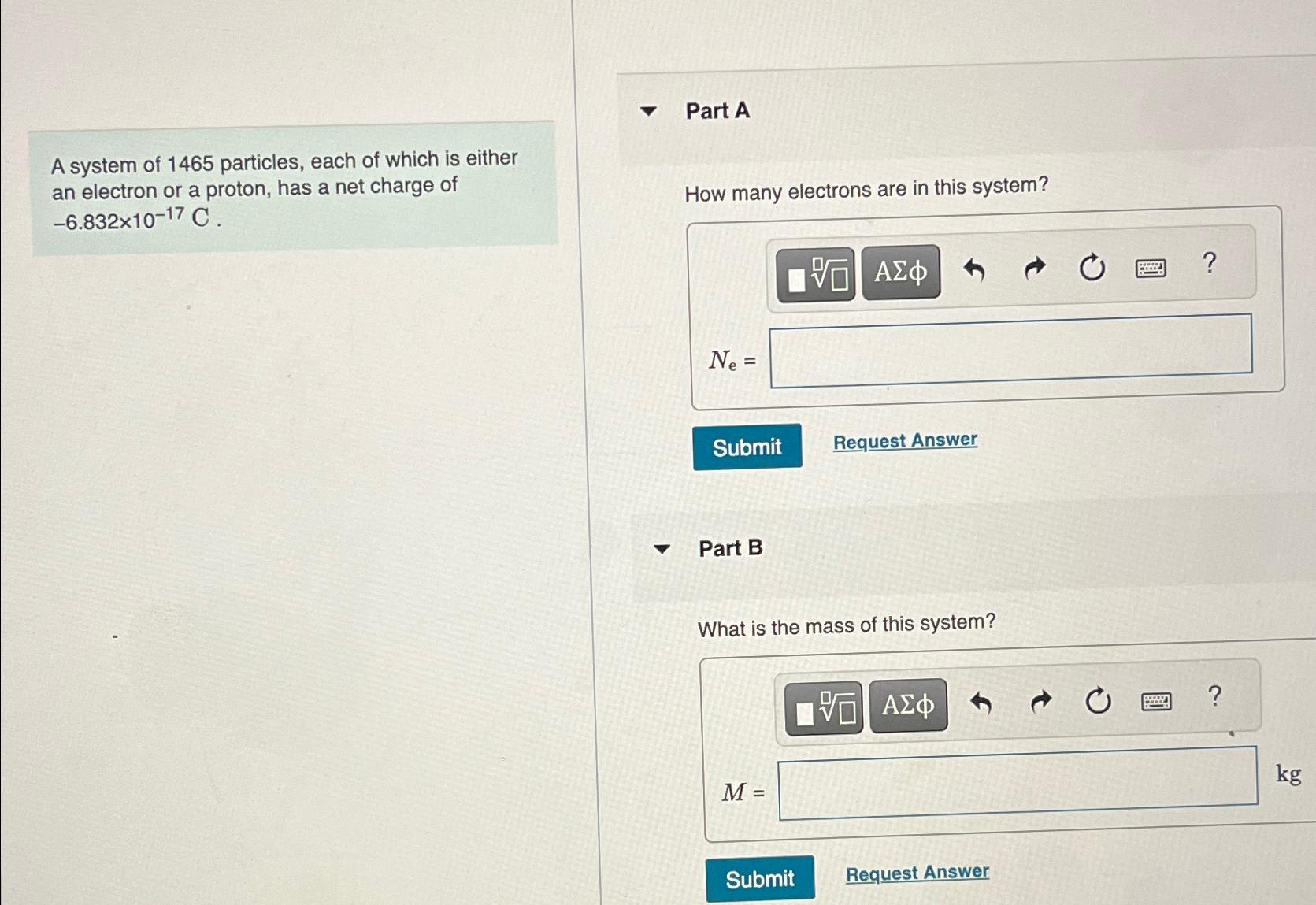 Part AA system of 1465 ﻿particles, each of which is | Chegg.com