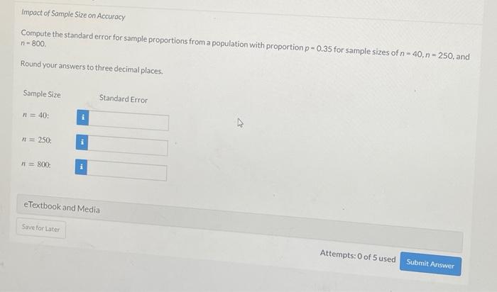 Solved Compute the standard error for sample proportions | Chegg.com
