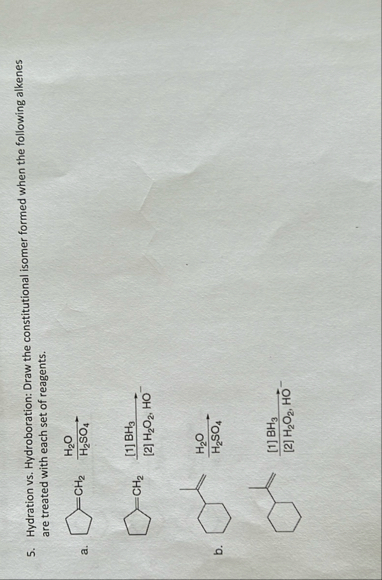 Solved Hydration vs. ﻿Hydroboration: Draw the constitutional | Chegg.com