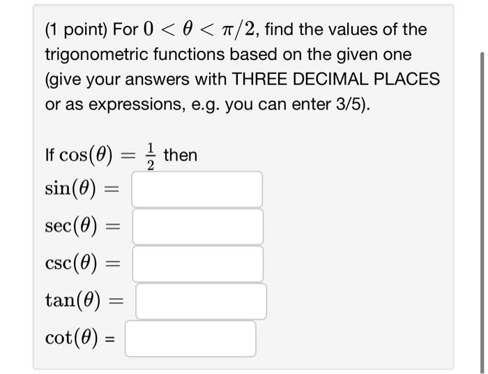 Solved (1 point) For 0