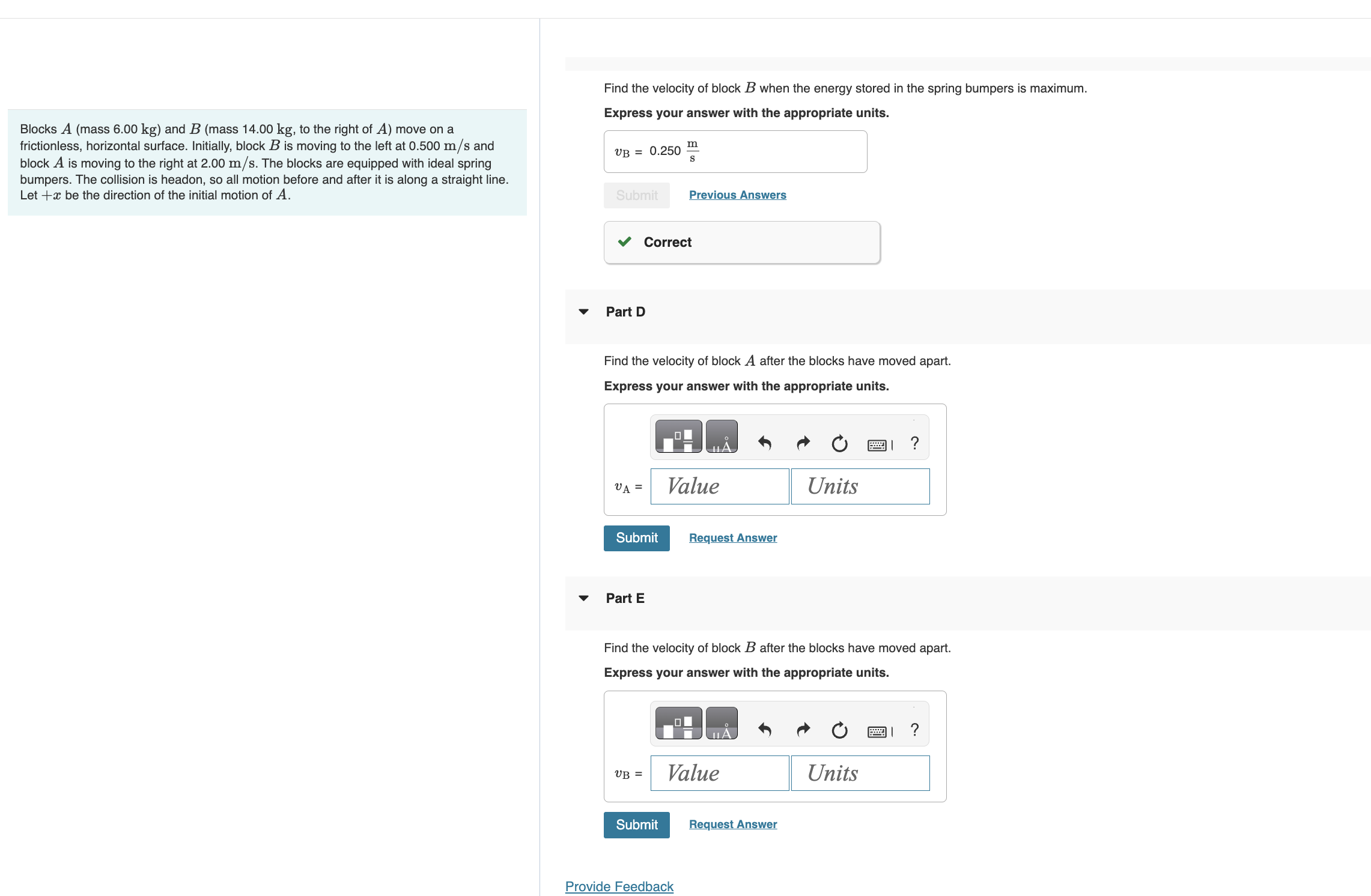 Solved Part ABlocks A (mass 6.00kg ) ﻿and B (mass 14.00kg, | Chegg.com