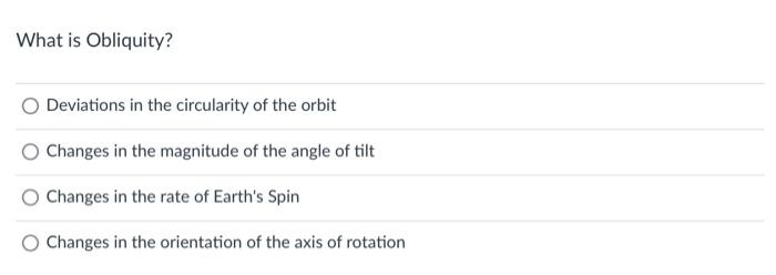 Solved What is Obliquity? Deviations in the circularity of | Chegg.com