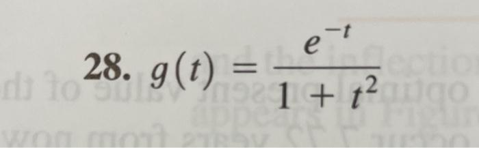 Solved 28. g(t)=1+t2e−t | Chegg.com