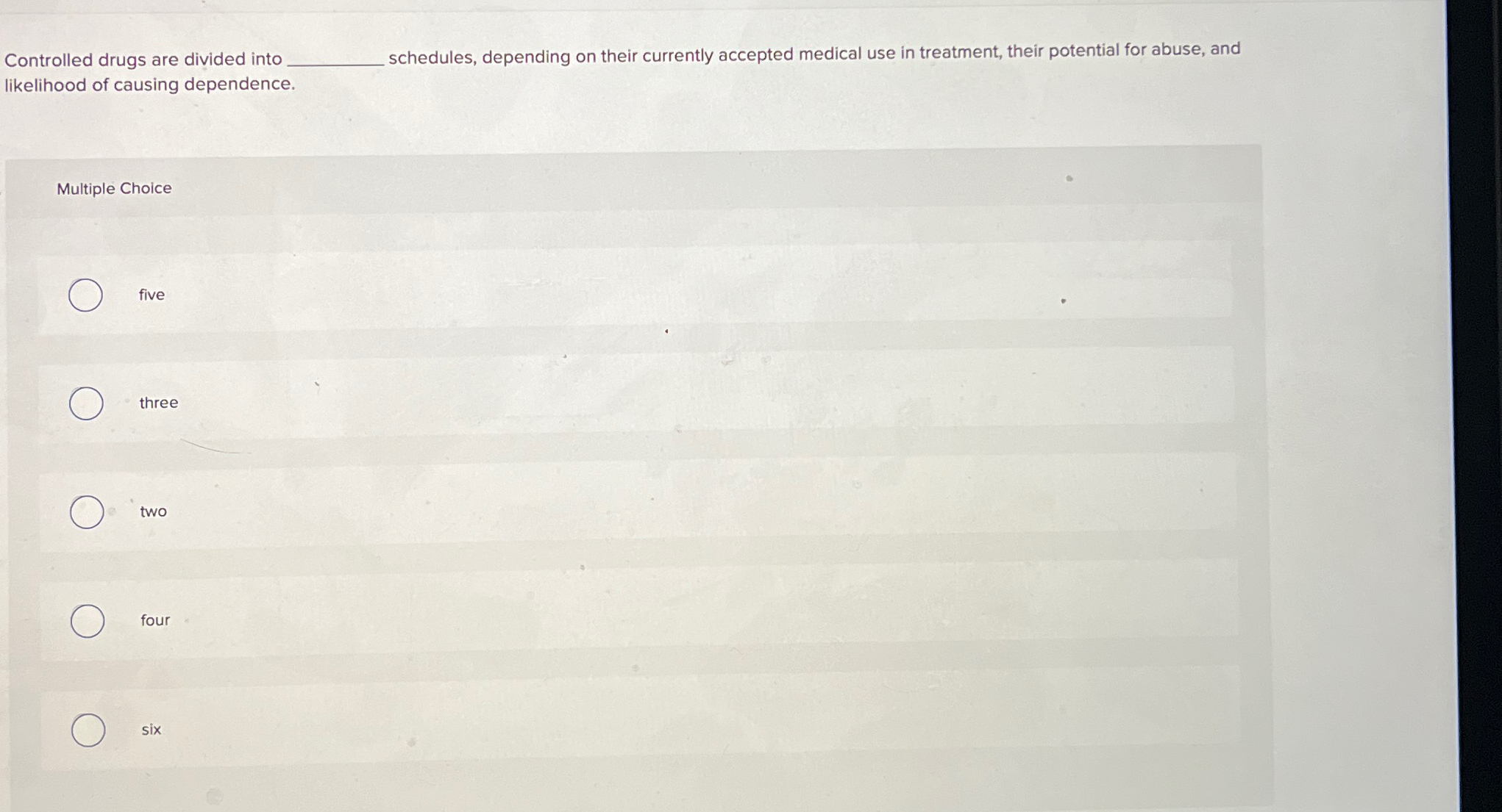 Solved Controlled drugs are divided into schedules, | Chegg.com