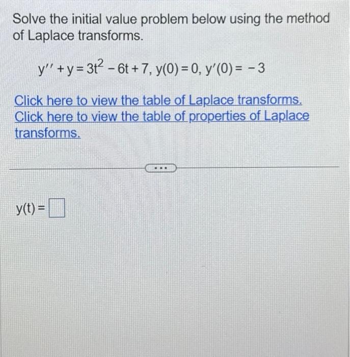 Solved Solve the initial value problem below using the | Chegg.com