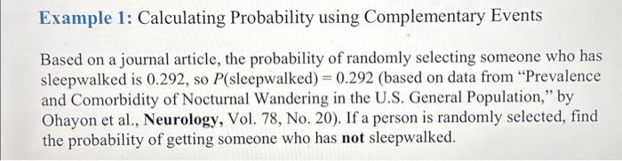 Solved Example 1: Calculating Probability using | Chegg.com