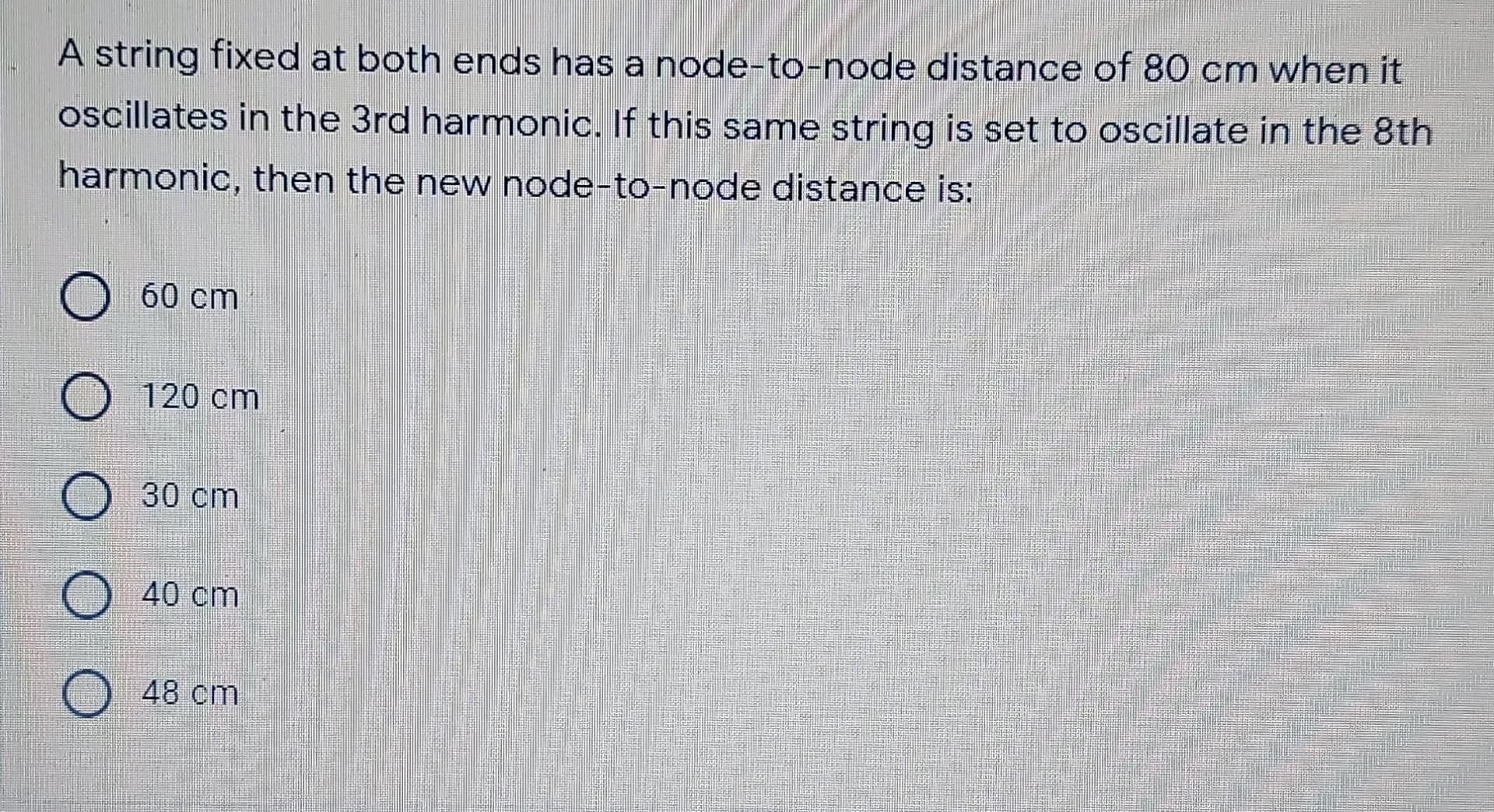 Solved A string fixed at both ends has a node-to-node | Chegg.com