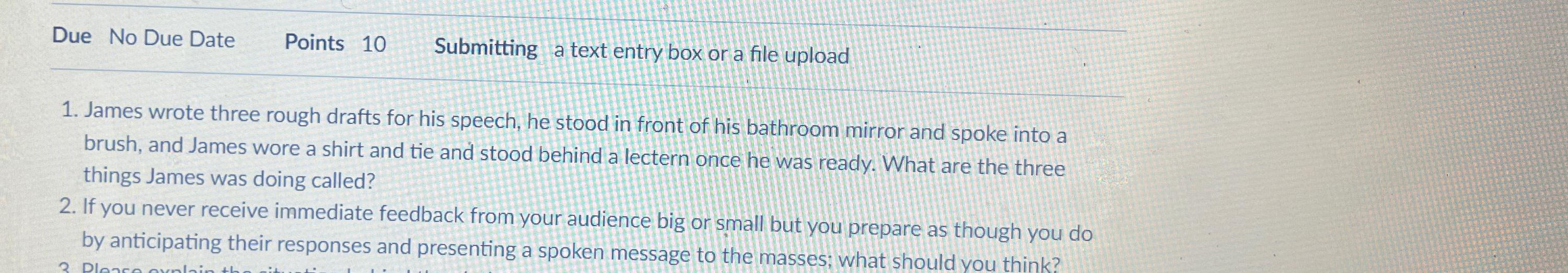 Solved Due No Due Date Points 10 ﻿Submitting a text entry | Chegg.com