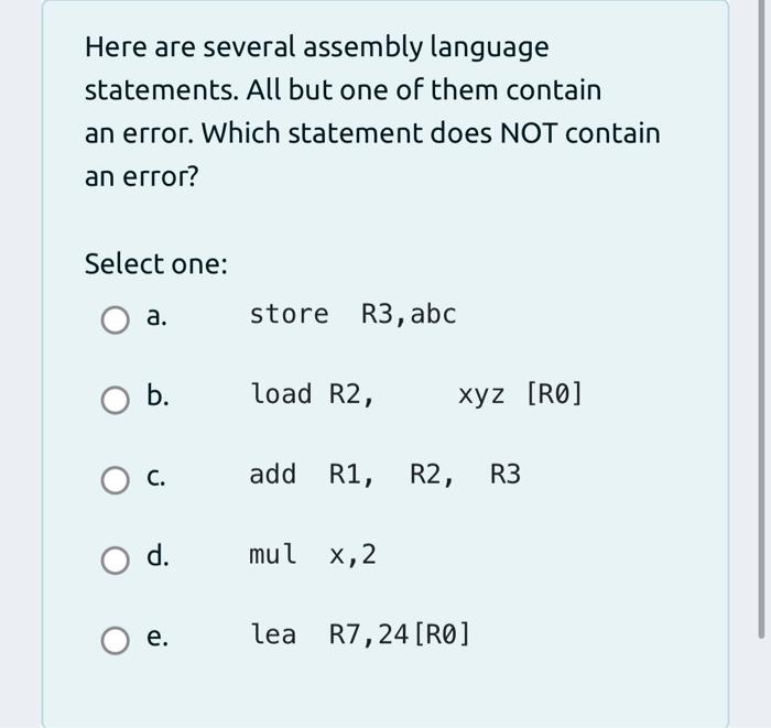 Solved Here are several assembly language statements. All | Chegg.com
